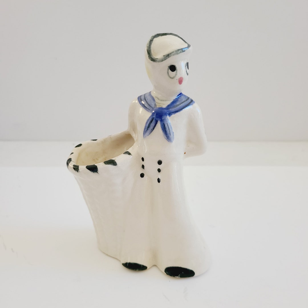 Vintage 1930s Ceramic Sailor Planter: French Style Pen Holder - Etsy