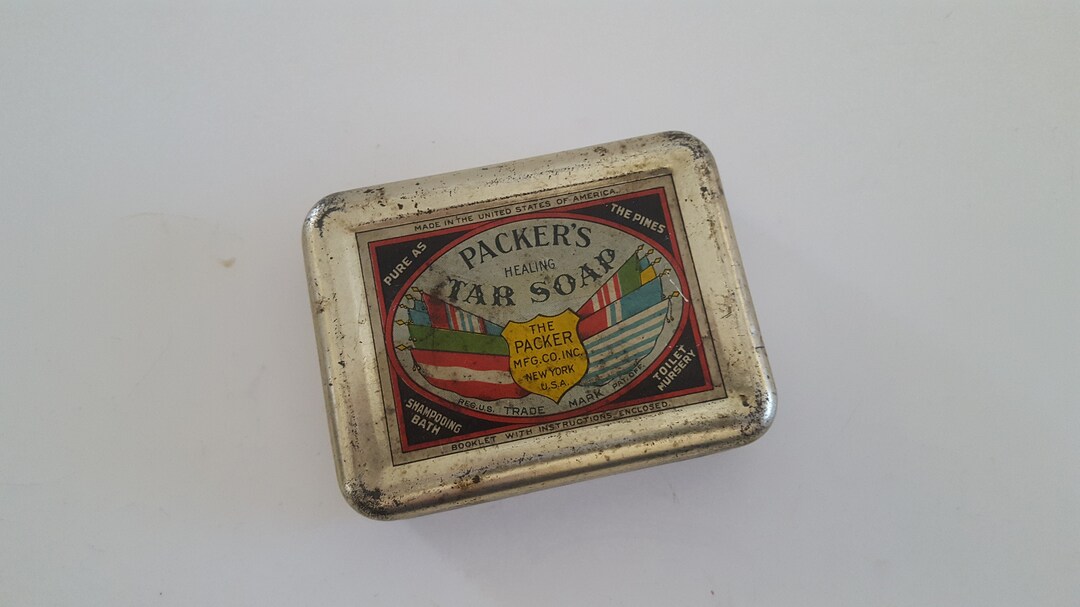 Vintage Packer Tar Soap Tin, Mystic CT, Pure as the Pines, Graphic Tin ...