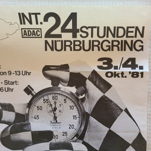 Vintage 1981 Original Racing Poster for the 24 Hours Nurburgring Trans ...