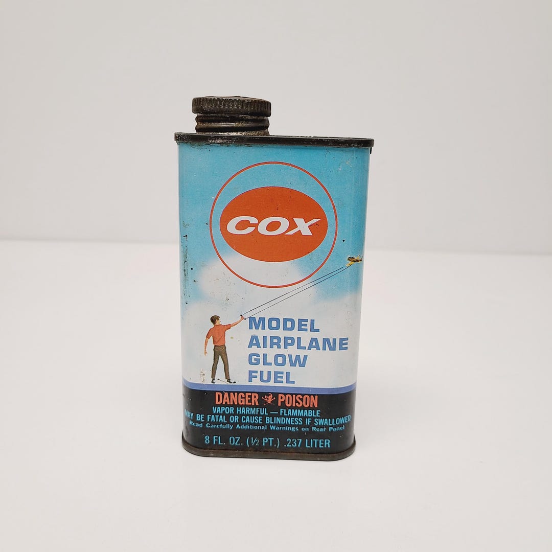 Vintage Cox Model Airplane Fuel Tin: 1960s Graphic Can, L.M. Cox Mfg ...