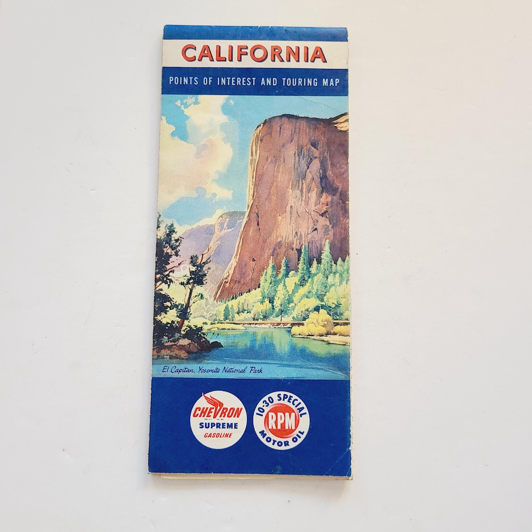 Vintage Circa Late 1950's California Map From Chevron Gasoline Service ...