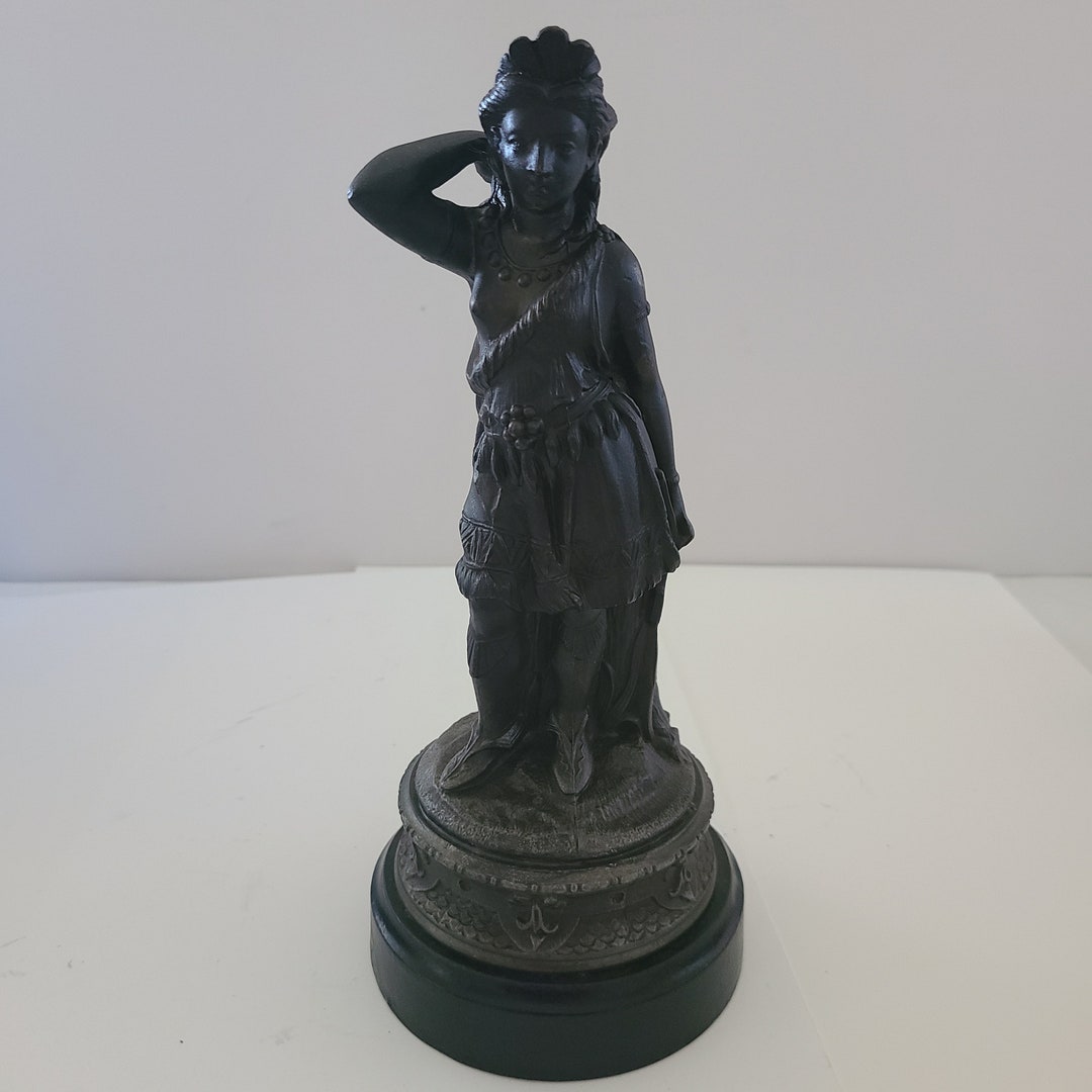 Antique Circa 1880's French Hollow Cast Metal Smelter Statue, Native ...