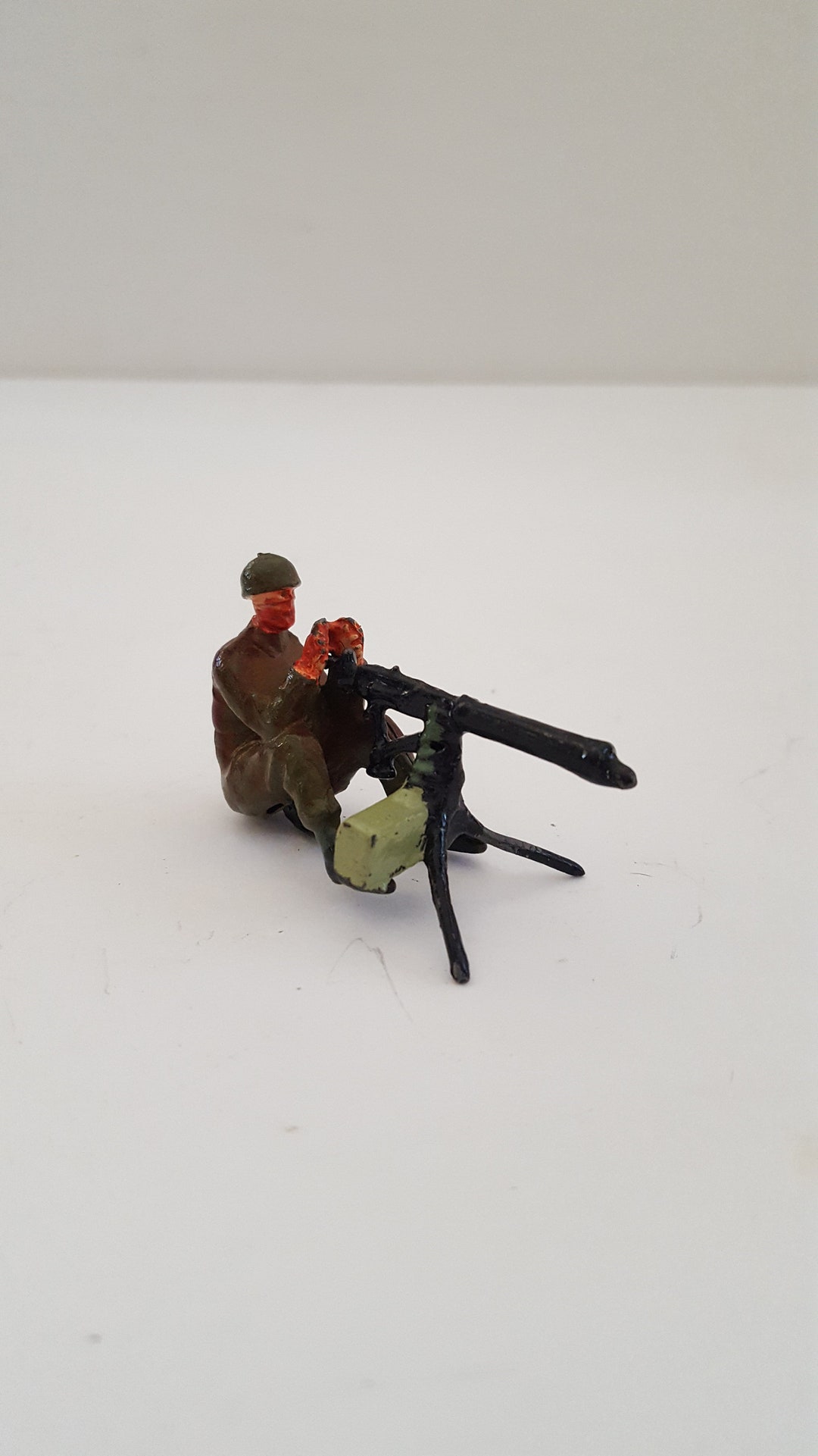 Vintage Circa 1980's Cast Lead Army Machine Gunner Soldier, Two Pieces ...