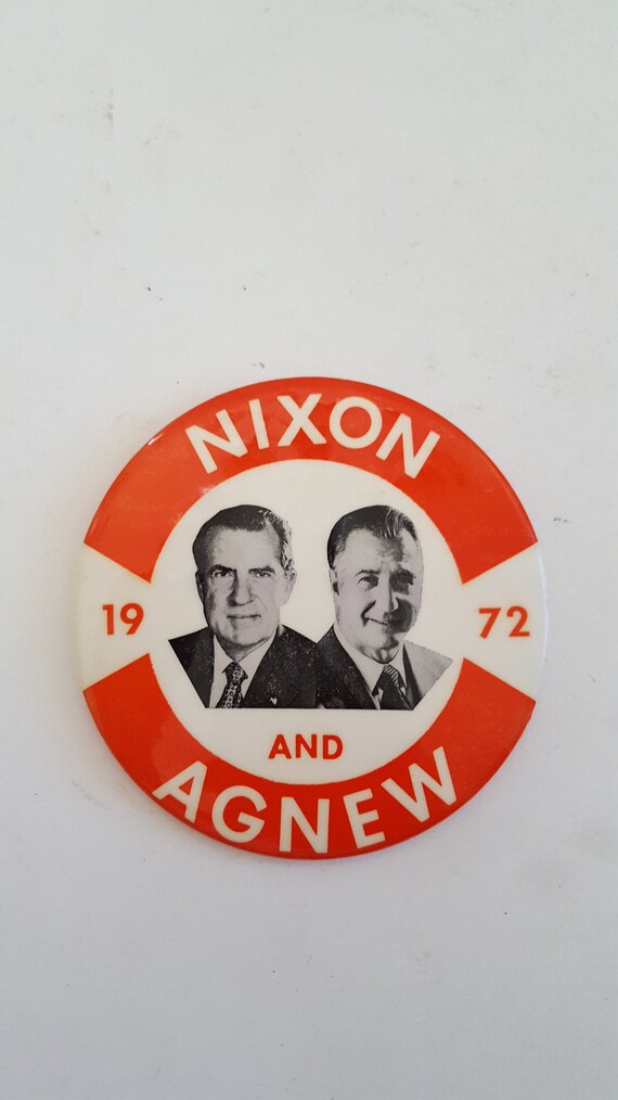 Vintage 1972 Presidential campaign button Nixon and A… - Gem