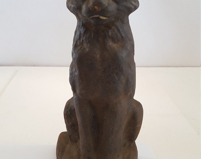 Cast Iron Black Cat Paperweight Small 3" Original Paint Antique Pink ...