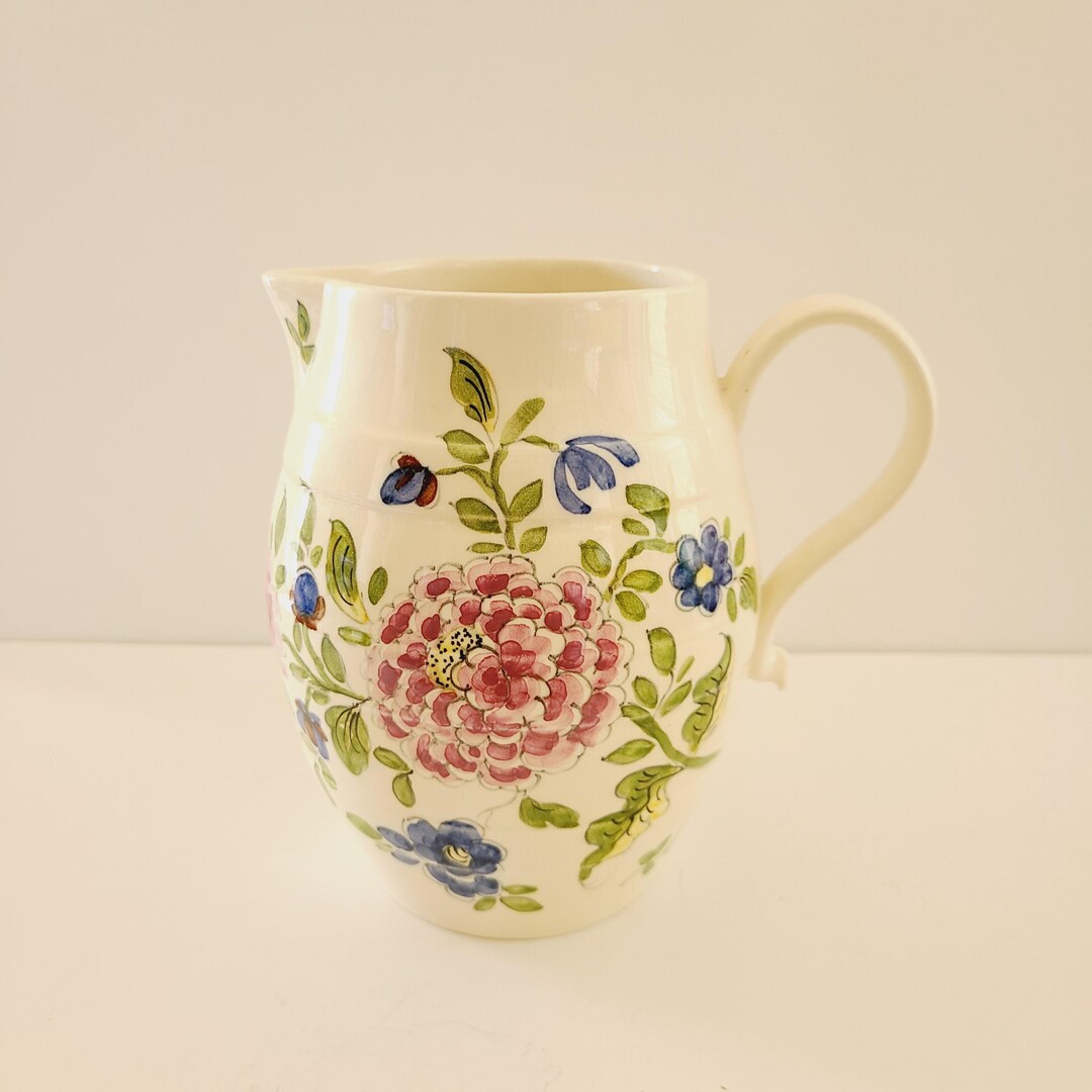Vintage 1980's Williamsburg Restoration Delft Floral Pitcher in Good ...