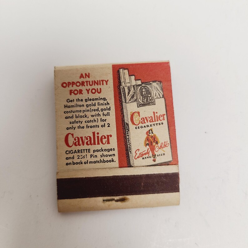 Vintage Circa 1950's Lot of 2 Advertising Matchbooks Cover, Cavalier ...
