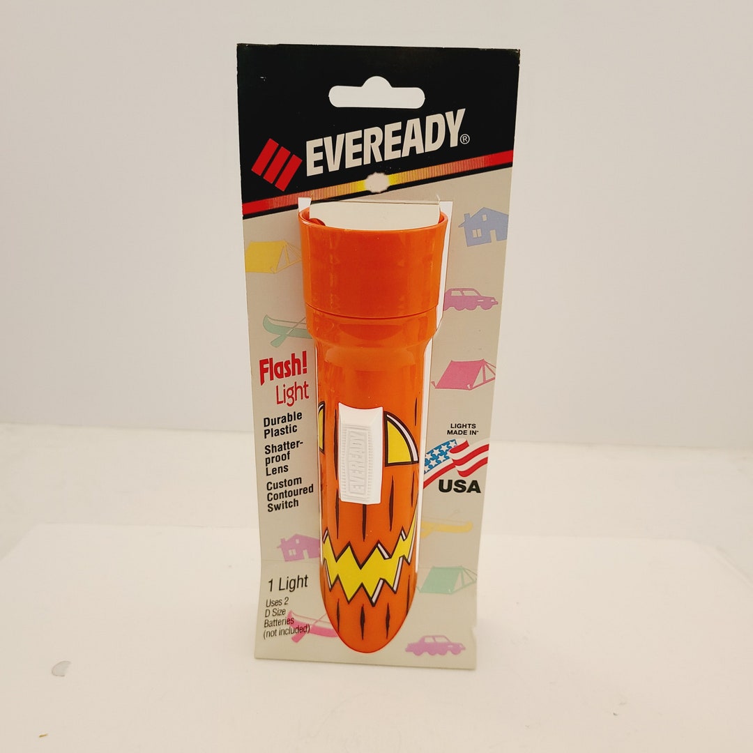 Vintage Circa 1995 NOS Plastic Eveready Halloween Flashlight, Jack-o ...