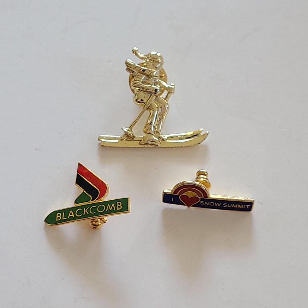 Vintage 1980s Ski Resort Pins: Blackcomb, Snow Summit & Gold Skier ...