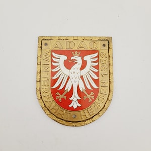 Vintage 1952 Beautiful Rally Car Badge, Winterfahrt Hessen Sponsored by ...