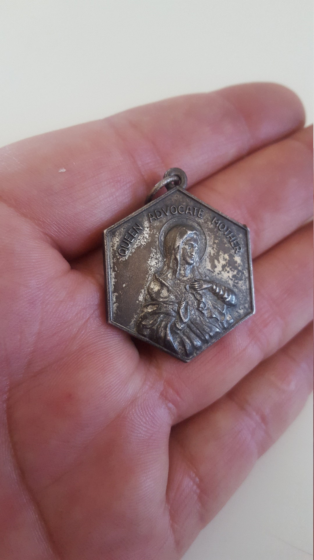 Vintage 1930's Religious Medal Pendant: Queen Advocate Mother Sodality ...