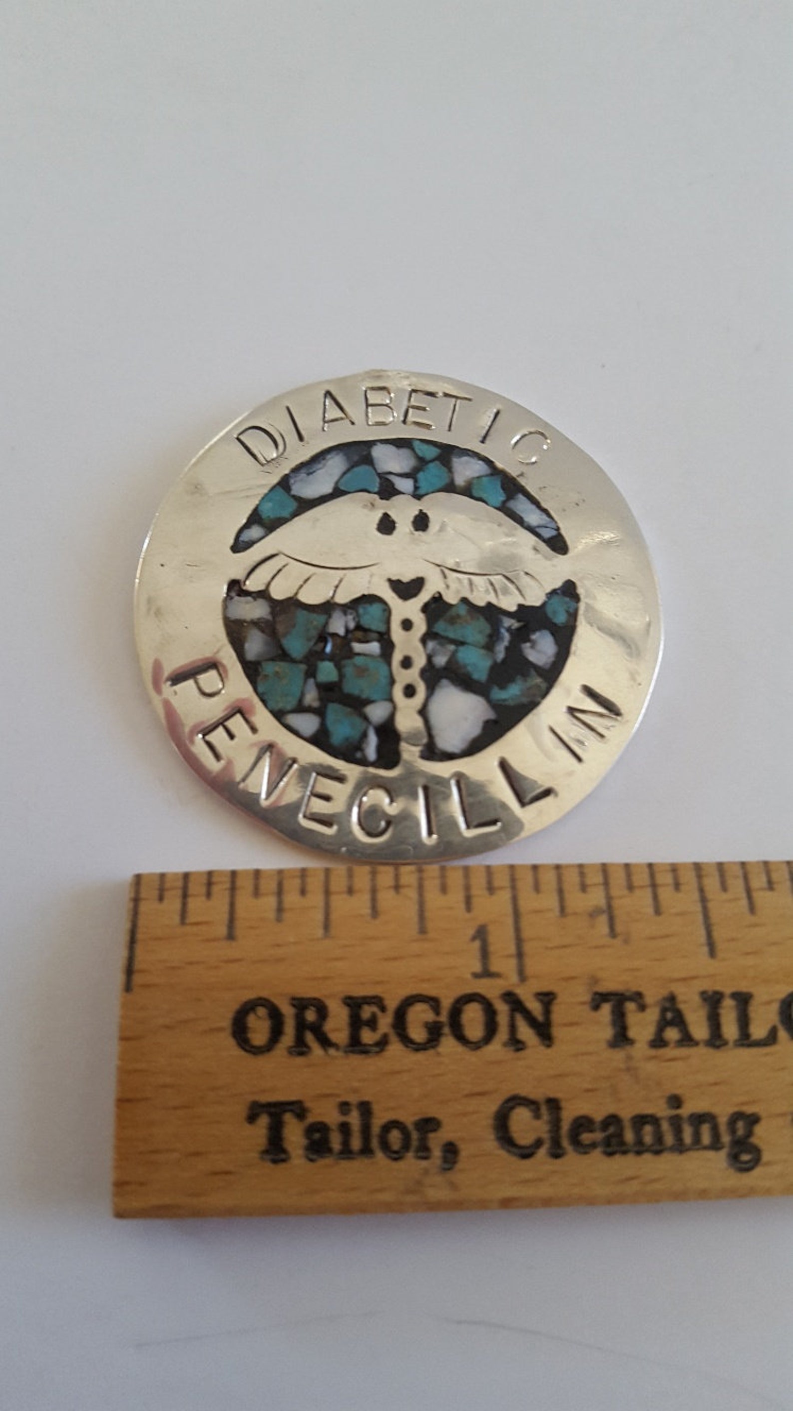 Vintage Silver Quartz and Turquoise Medical Alert Medallion - Etsy