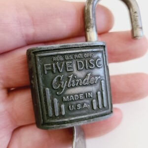 Vintage Five Disc Cylinder Lock 1930's Chippy Black Paint, Steel ...
