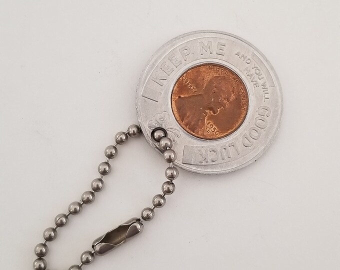 Vintage Circa 1960's Encased Coin 1956 D Wheat Penny Good Luck Token ...