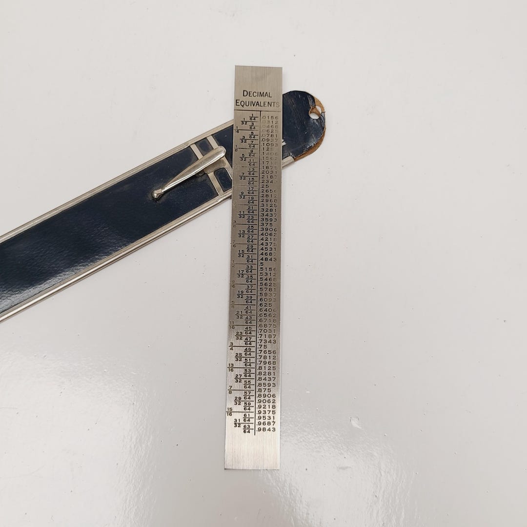 Vintage Sears Craftsman 6" Steel Rule With Decimal Chart & Leather Clip ...