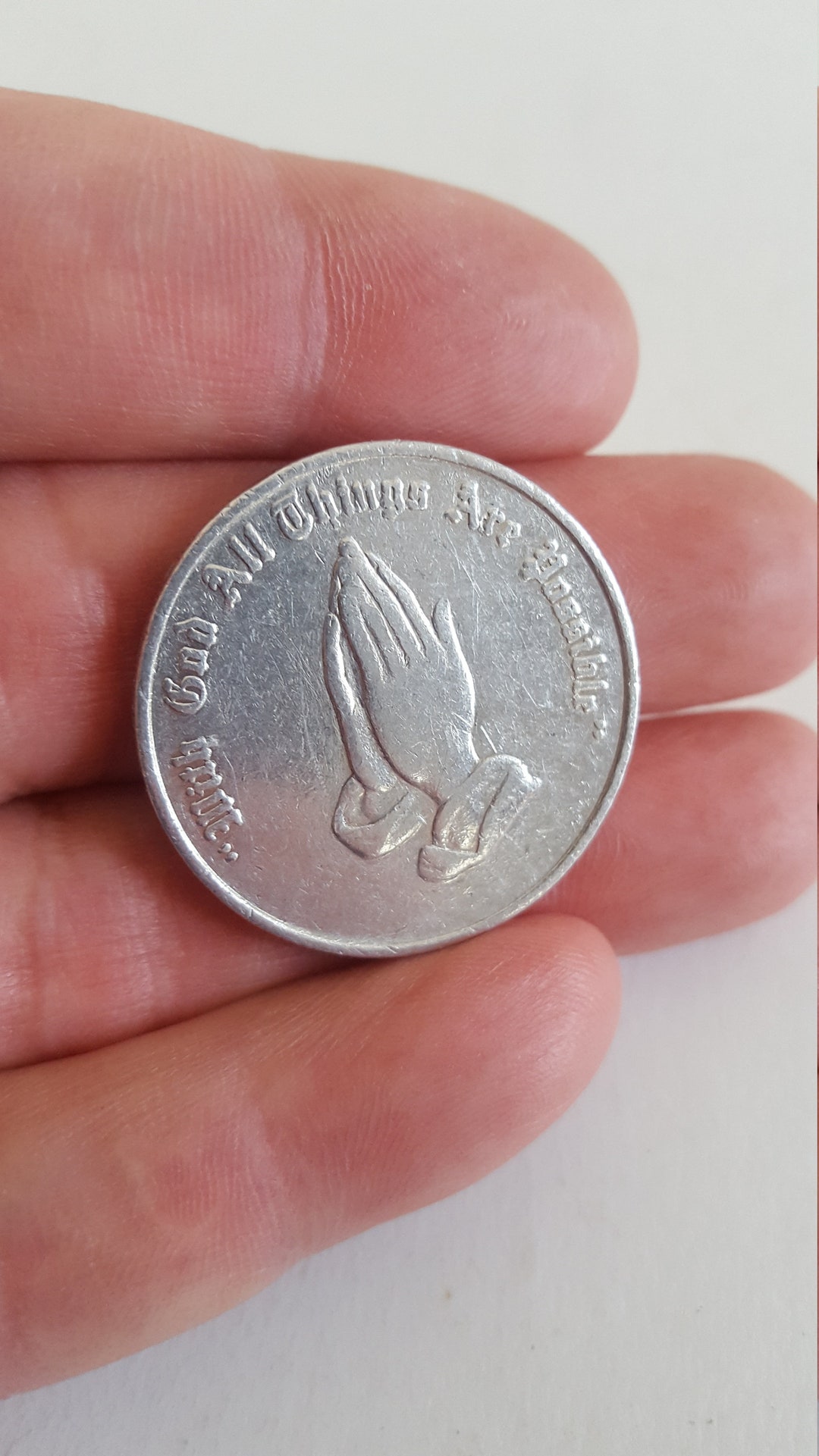 Vintage Circa 1970's Praying Hands Token, Religious Talisman "with God ...