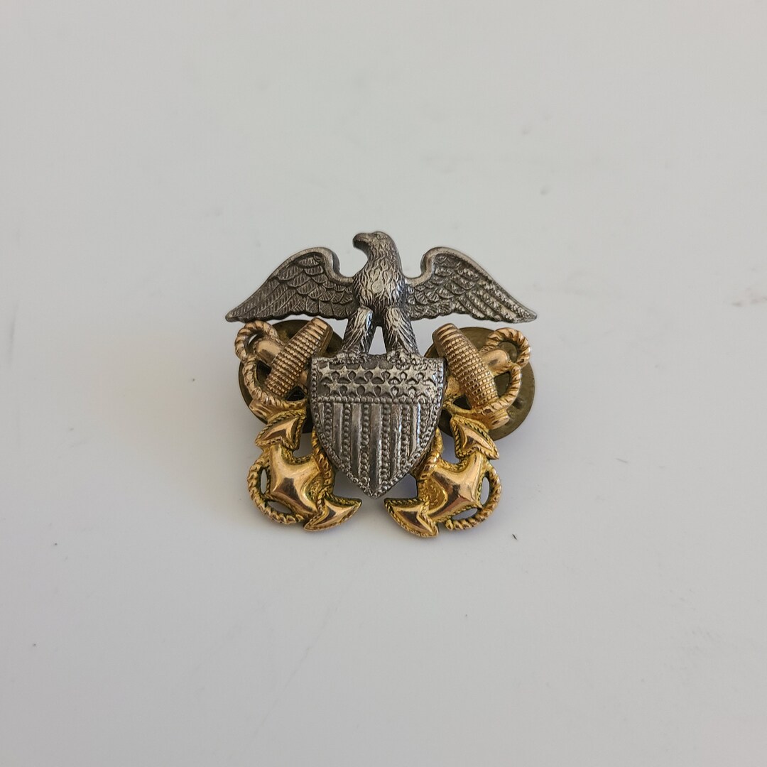 Vintage Circa Late 1960's U.S. Navy Officer's Garrison Cap Badge, 1/20 ...