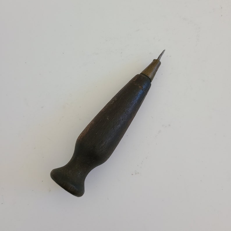 Antique Early 20th Century Peg Awl/scribe Turned Wood Handle Steel ...