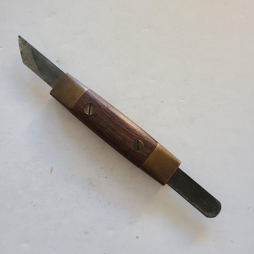 Vintage I.P. Hyde Mill Knife: Brass & Hardwood Handle, C. 1950s - Etsy