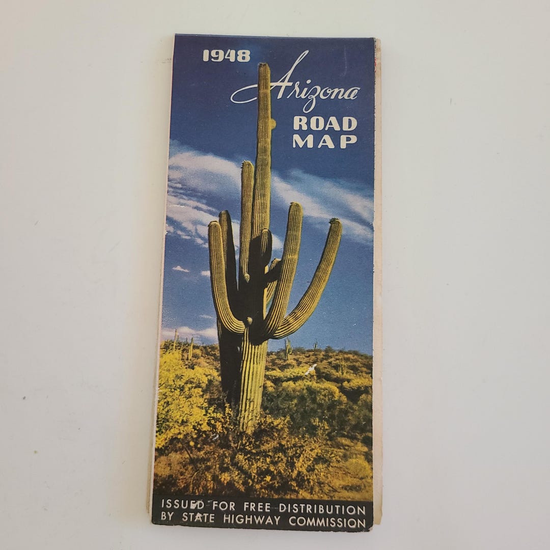 Vintage Circa 1948 Post-war Road Map of Arizona, Used Condition but ...