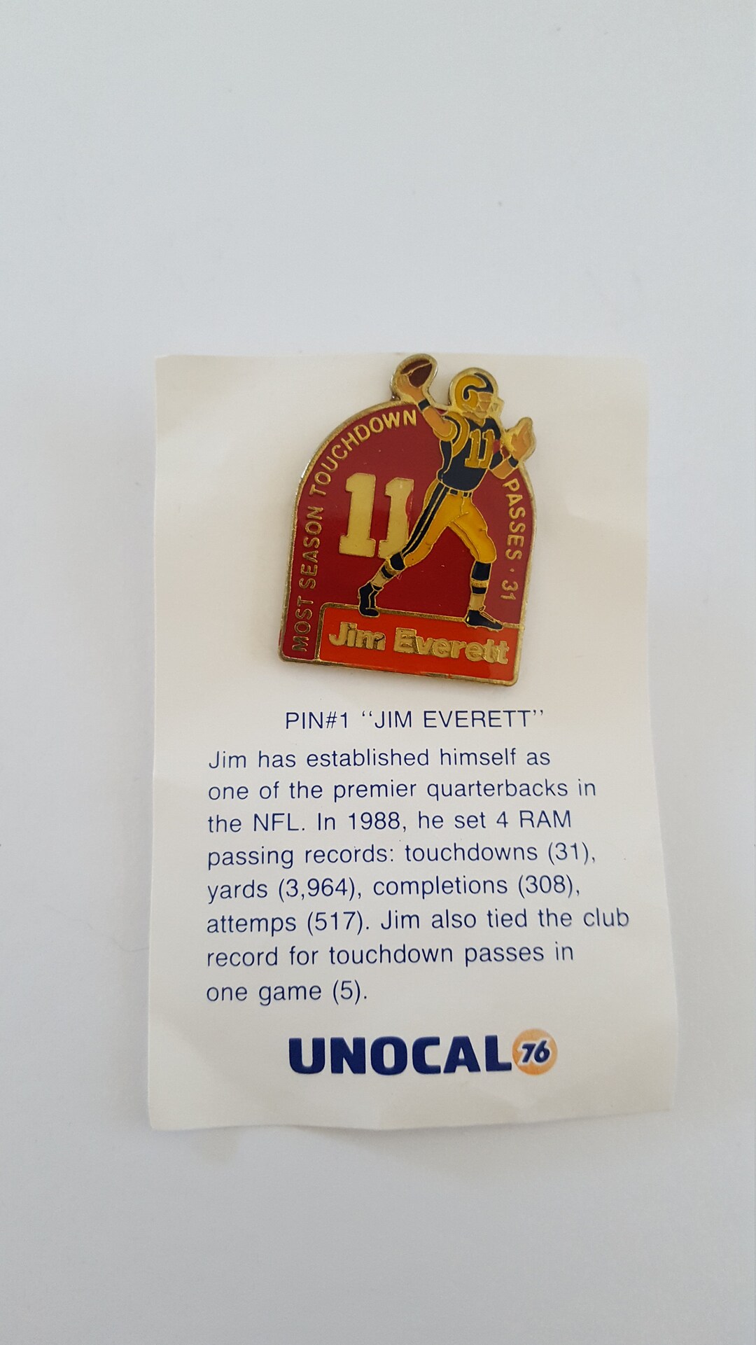 Vintage 1988 Unocal Collector Pin No.1 Jim Everett Los Angeles - Etsy