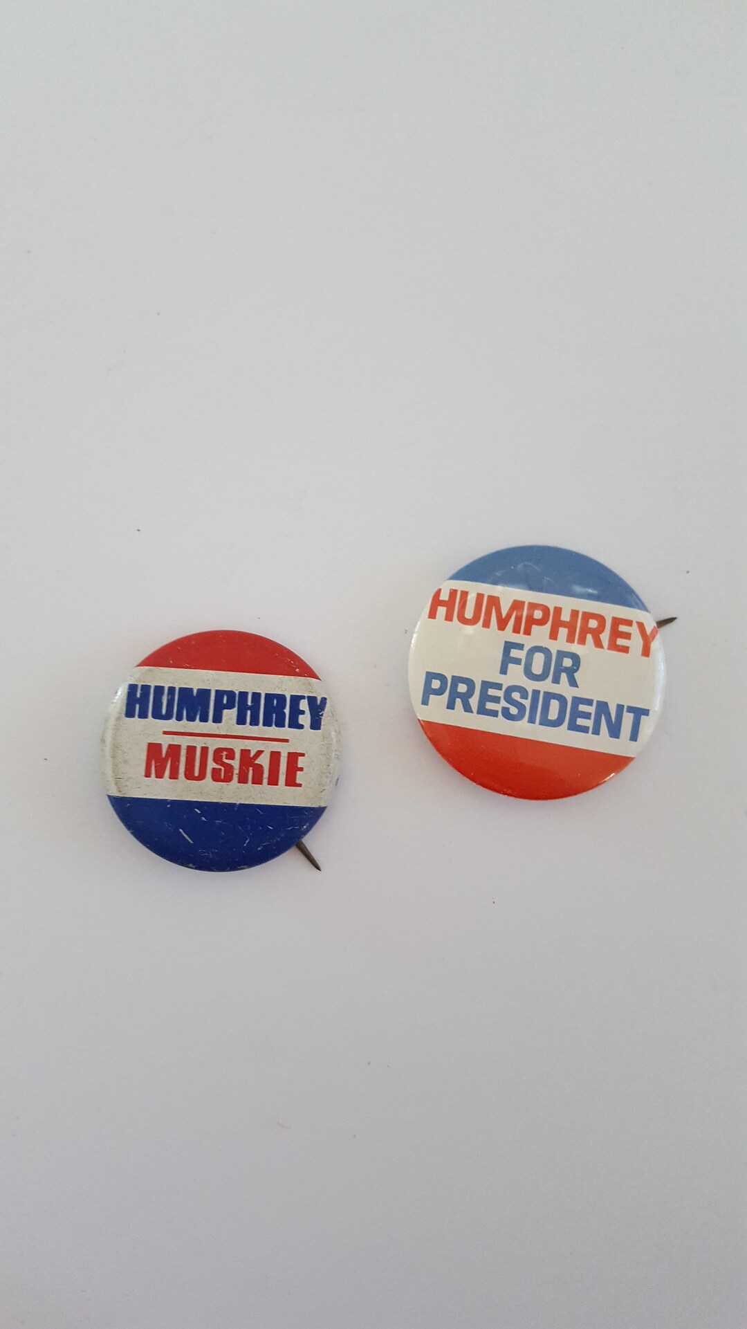 Vintage 1968 Presidential Campaign Buttons Hubert Humphrey and Edwin ...