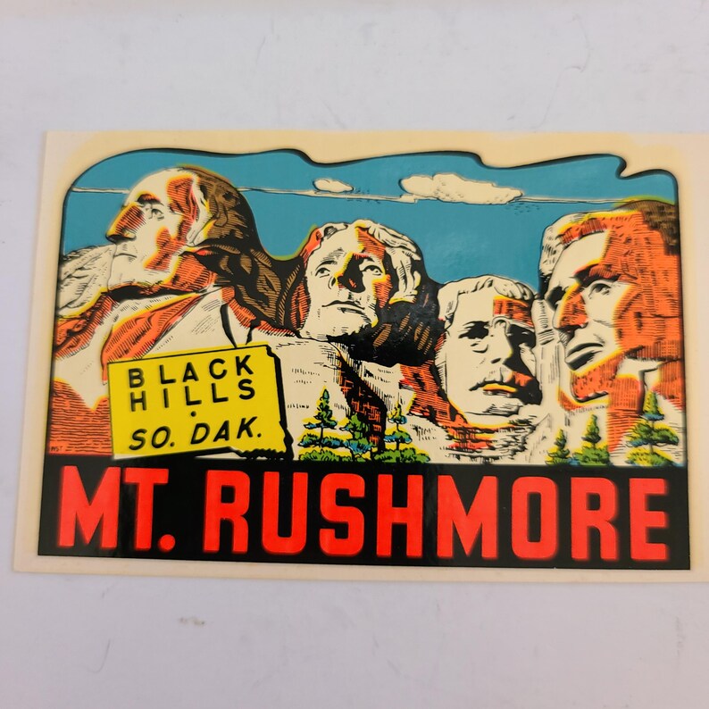 Vintage Circa 1960's Souvenir Wet Transfer Decal of Mt.rushmore With No ...