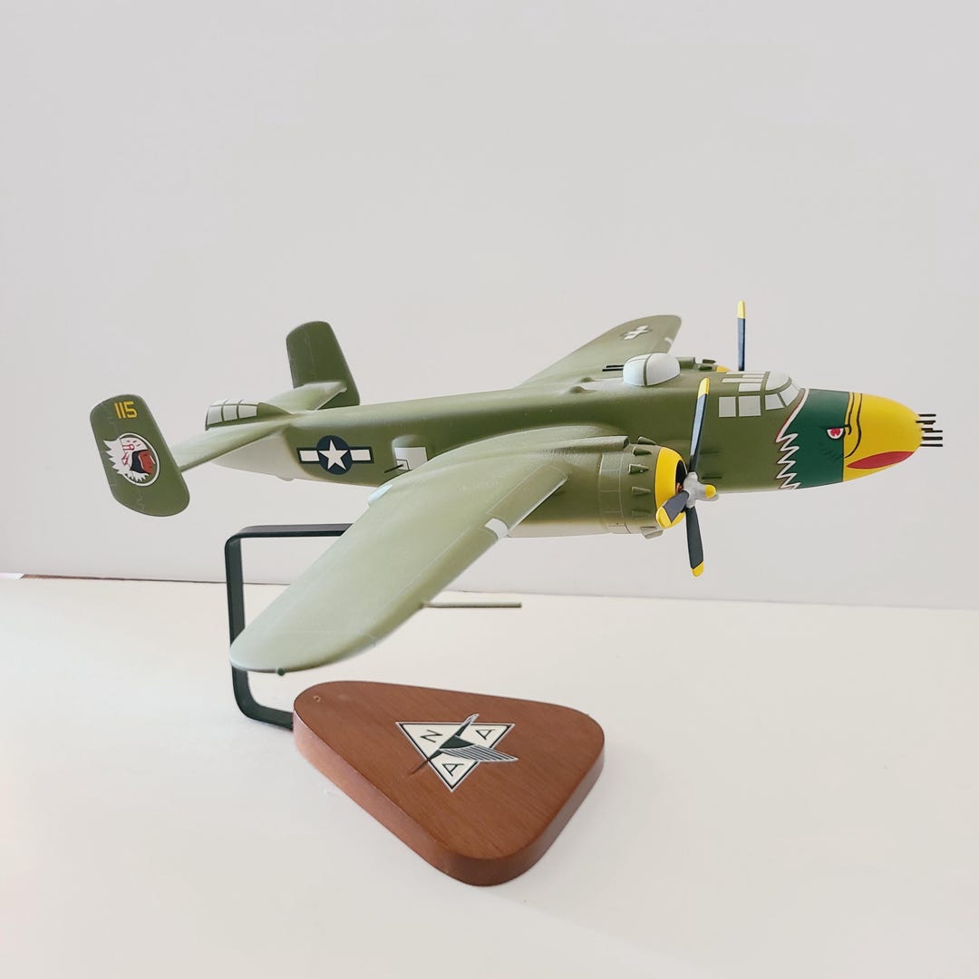 Vintage Handcrafted Mahogany B-25 Mitchell Bomber Model: Air Apaches - Etsy