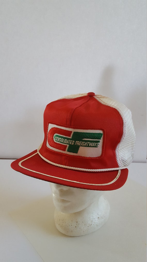 Vintage circa 1970's flat brim mesh back trucker cap … - Gem