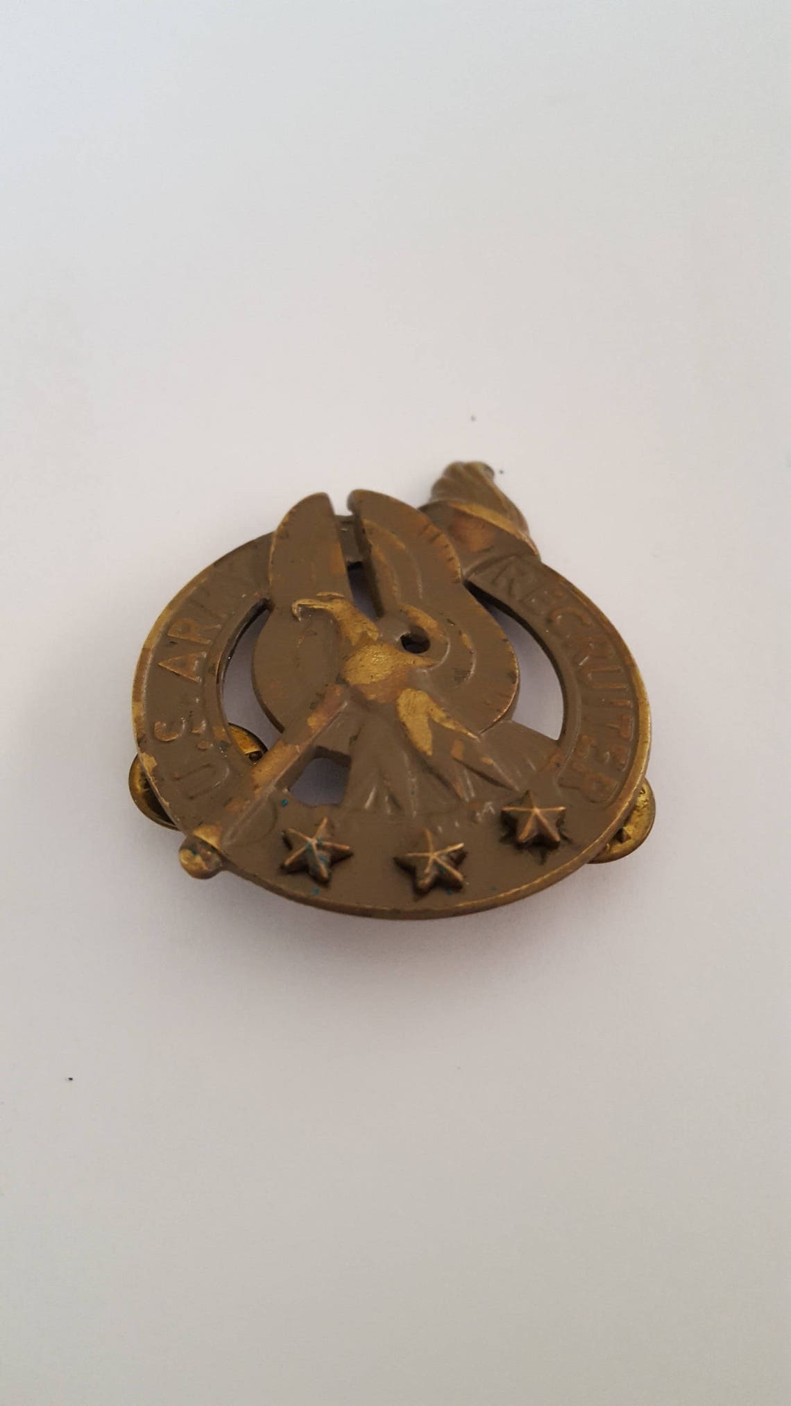 Vintage US Army Recruiter Brass Badge: Eagle, Torch, Stars - Etsy