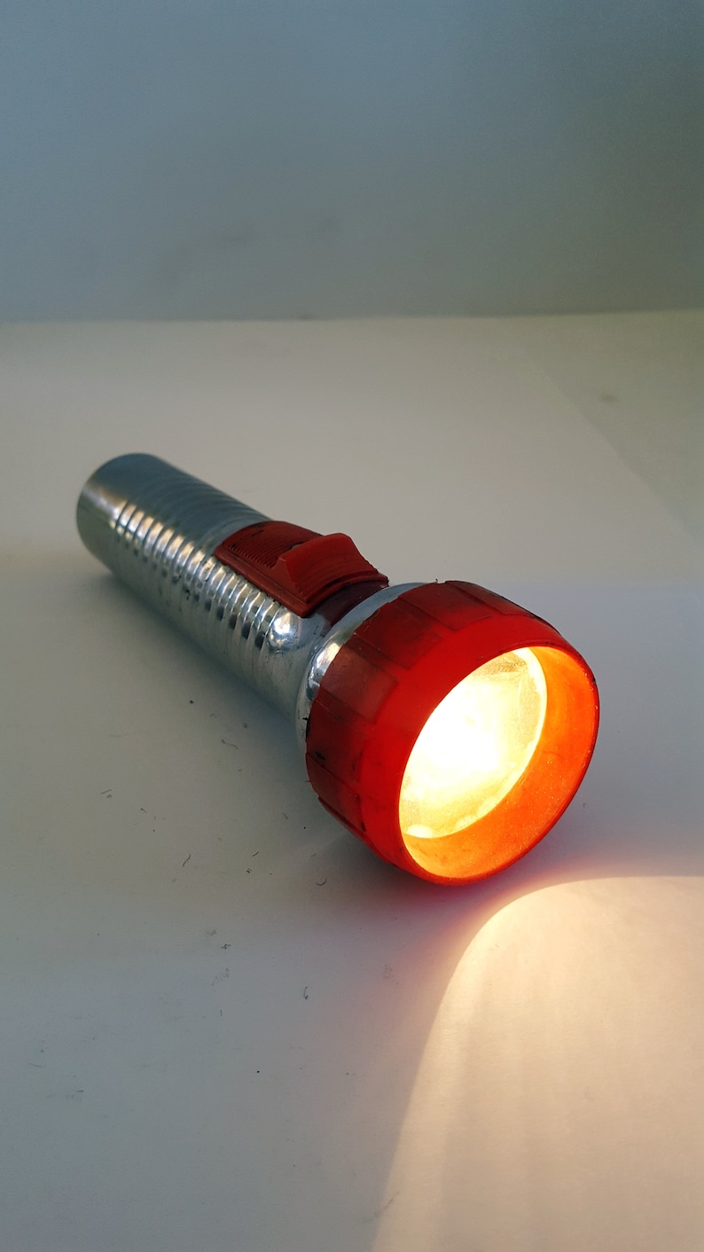 Vintage Circa 1960's Unmarked D Cell Flashlight With Red Safety Head ...