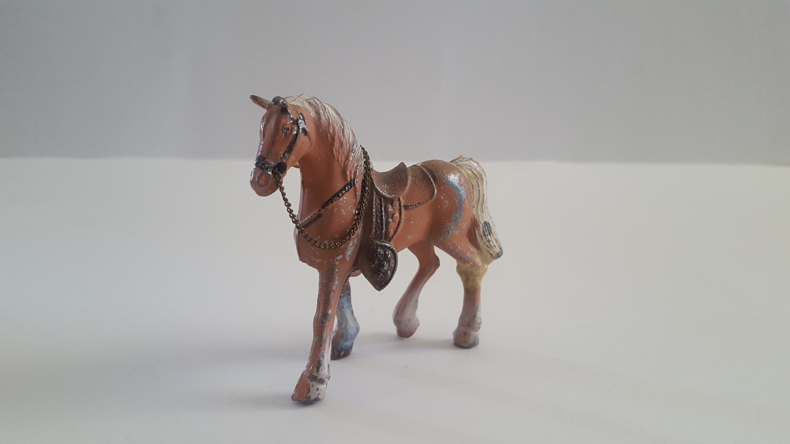 Toys pink chippy paint with chain reins fancy stirrups Vintage 1950's ...