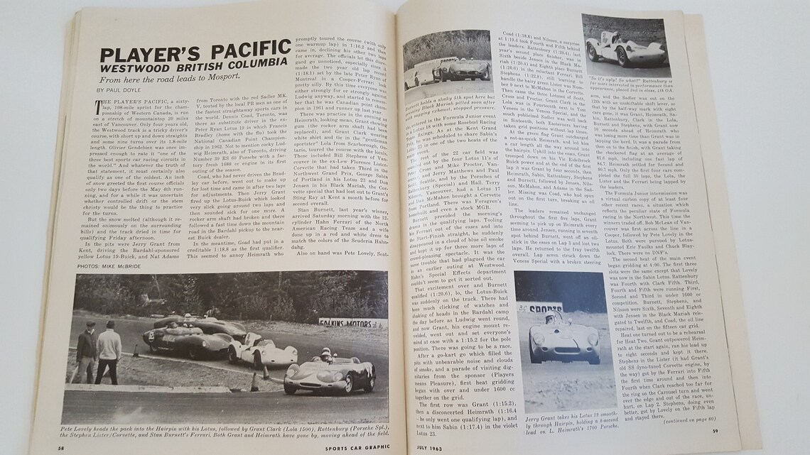 Vintage July 1963 Sports Car Graphic Magazine Ford Lotus Indy - Etsy