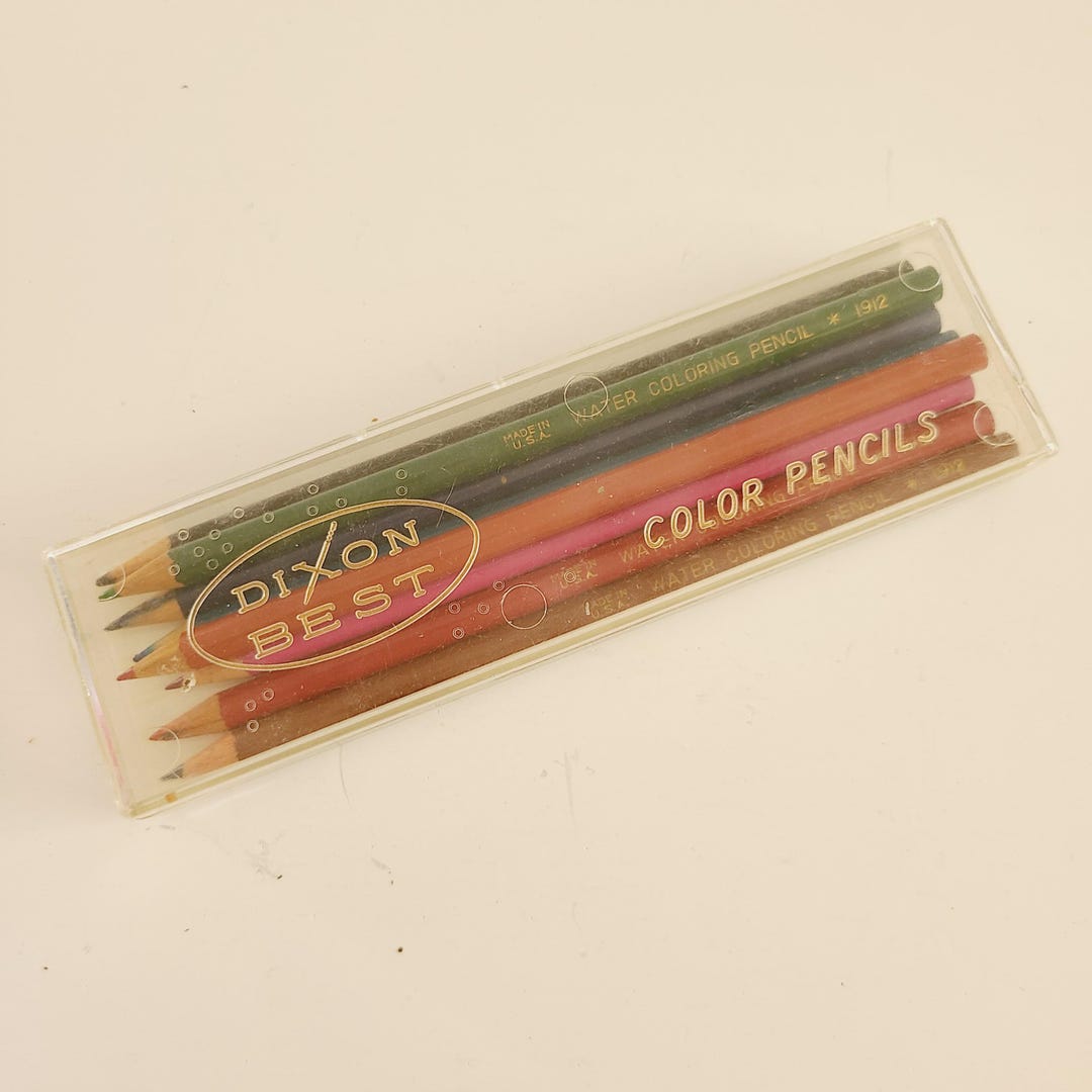 Vintage Circa 1960's Dixon Plastic Case of 8 Water Coloring Pencils ...