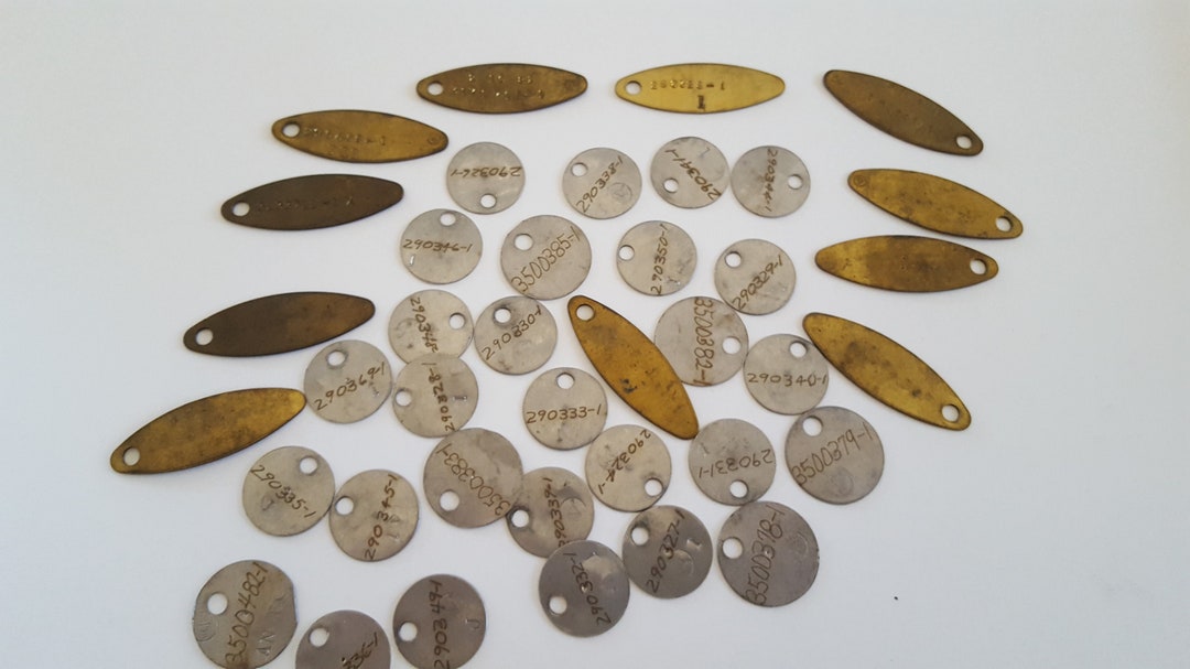 Vintage Lot of Circa 1980's Steel and Brass Tool Crib Tags, Stamped ...