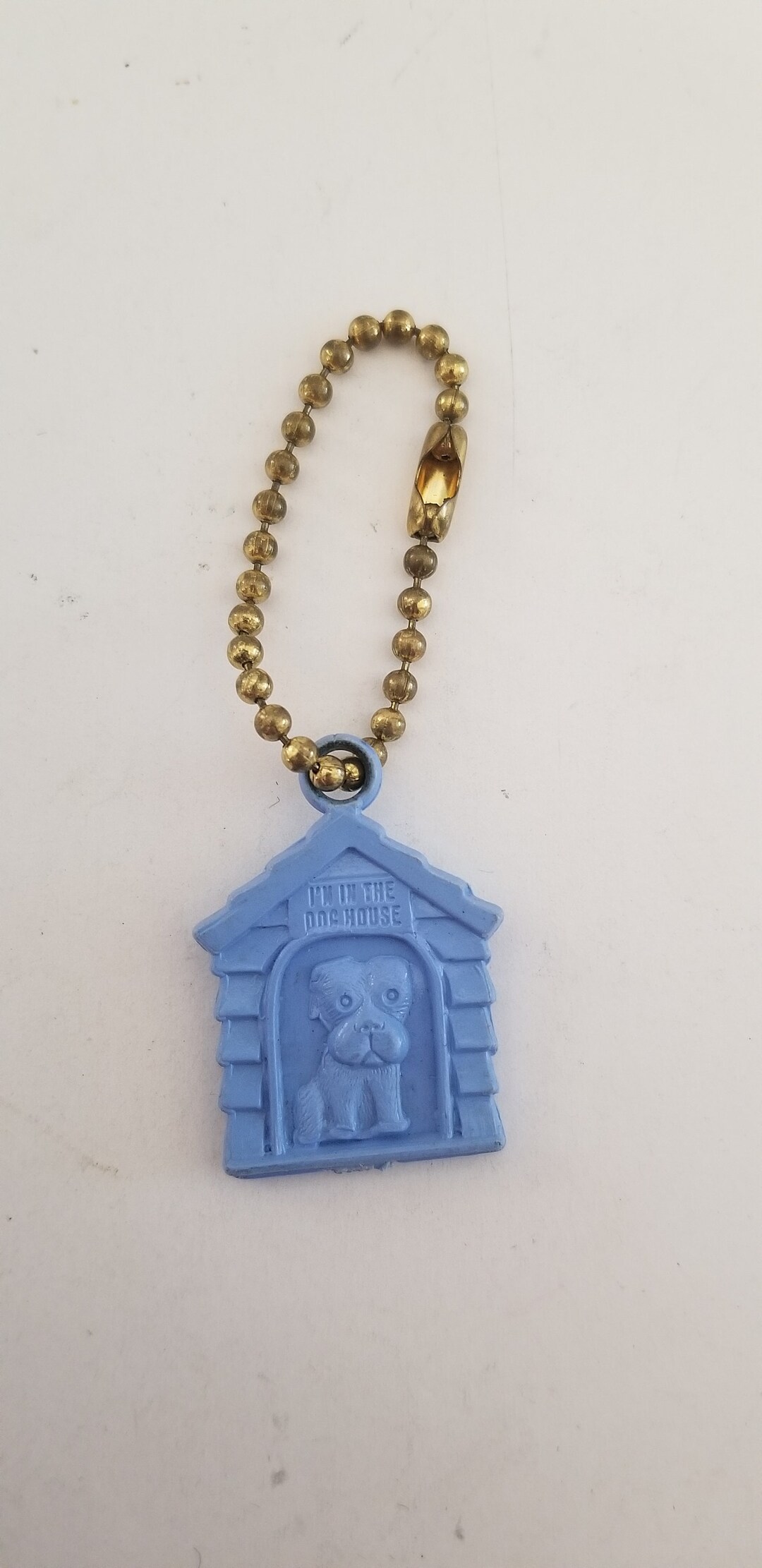 Vintage Baby Blue Puppy Bubble Chain Key Ring, 1950's " I'm in the Dog ...