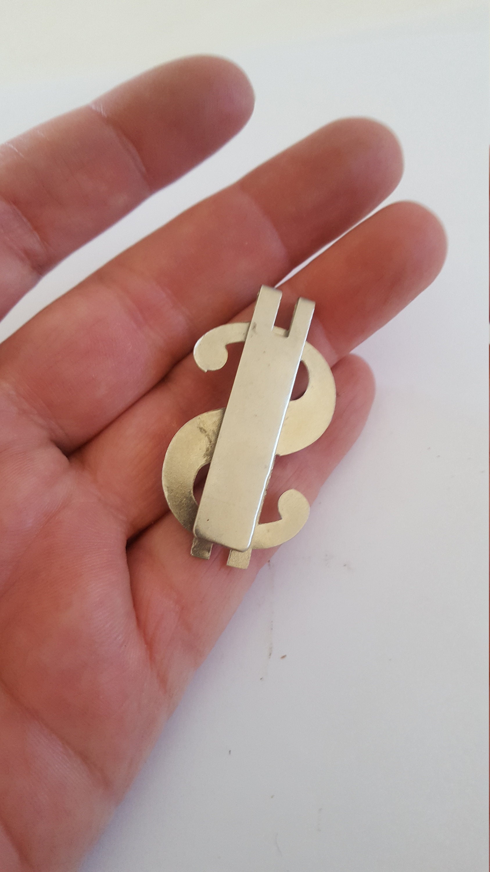 Vintage Stainless Steel Money Clip in Shape of Dollar Sign, Billfold ...