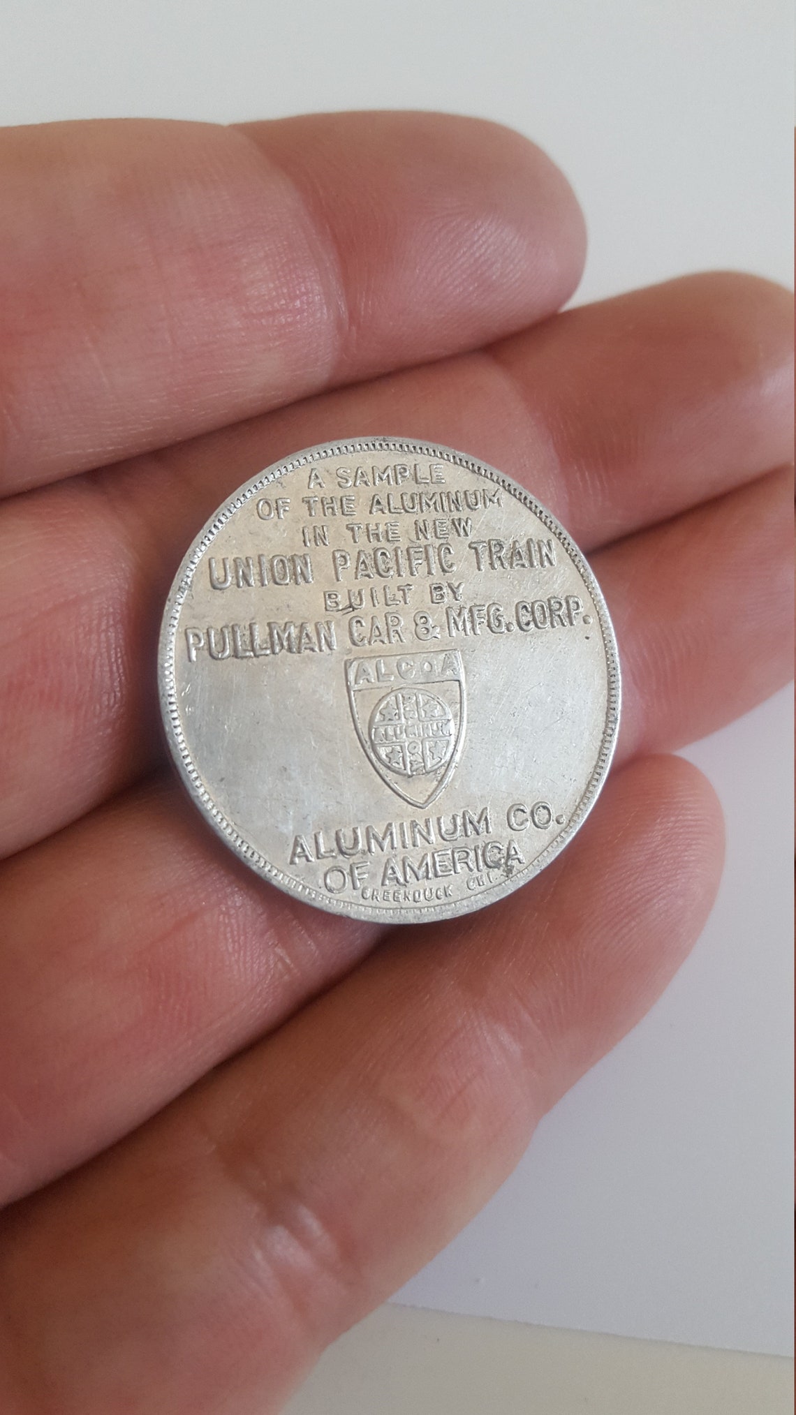 Vintage 1934 Art Deco Aluminum Token Union Pacific Lucky | Etsy