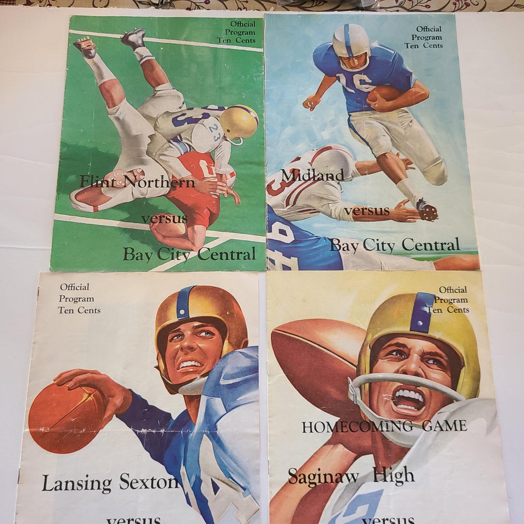 Vintage Lot of 4 High School Football Game Programs 1950's, Bay Central ...