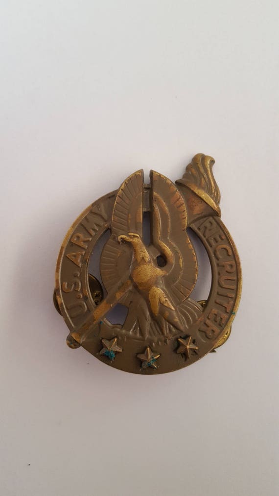 Vintage US Army Recruiter Brass Badge Emblem Eagle With Torch | Etsy
