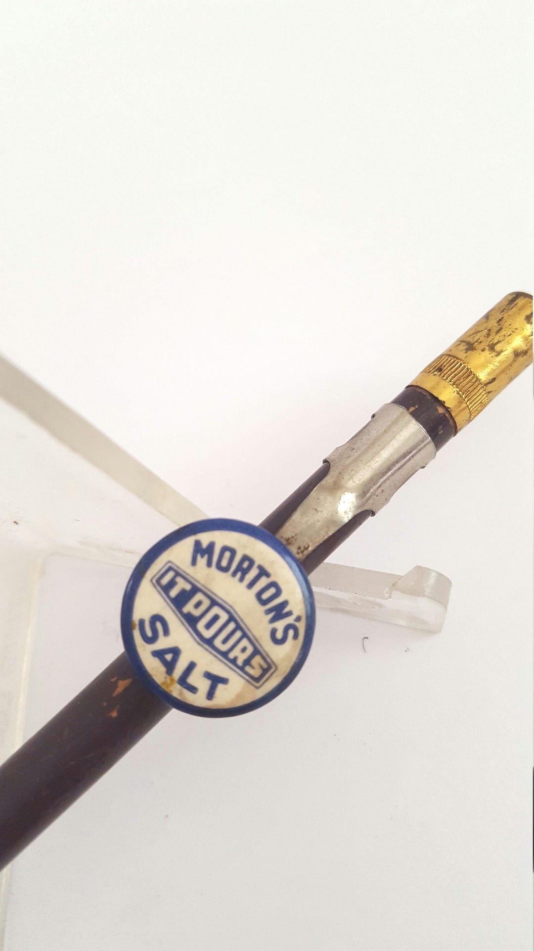 Vintage Pencil/pen Clip Morton's Salt It Pours Clip on a Ratty Pencil ...