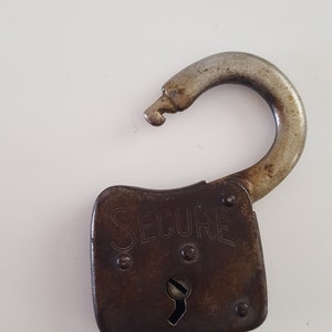 Vintage Possibly Antique Stamped and Cast Steel "secure" Padlock Good ...