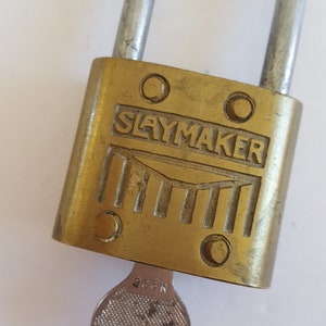 Vintage Slaymaker Brass Long Shackle Bicycle Padlock With Key, 1950's ...