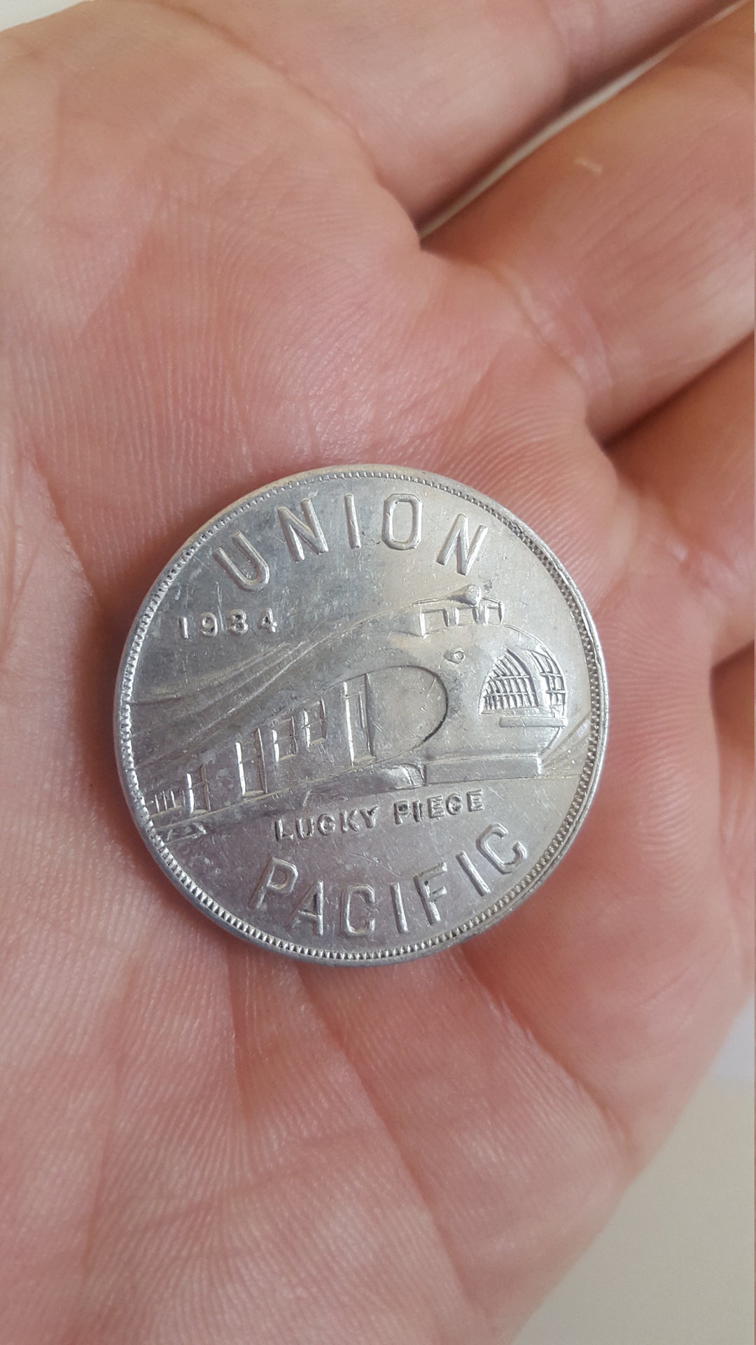 Vintage 1934 Art Deco Aluminum Token Union Pacific Lucky - Etsy