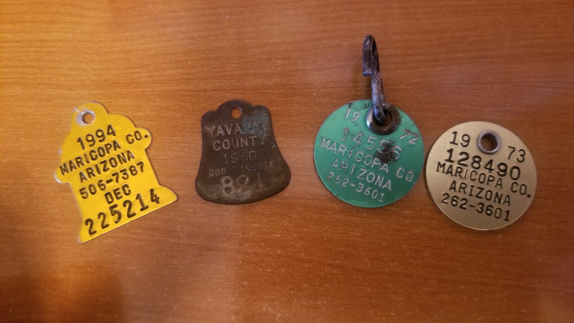 Four Vintage Dog Tags Yavapai County Arizona Maricopa | Etsy