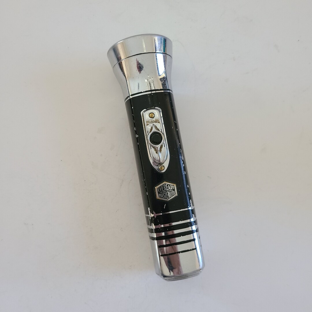 Vintage 1954 Eveready Masterlite Flashlight Model 7251, Chrome Chippy ...