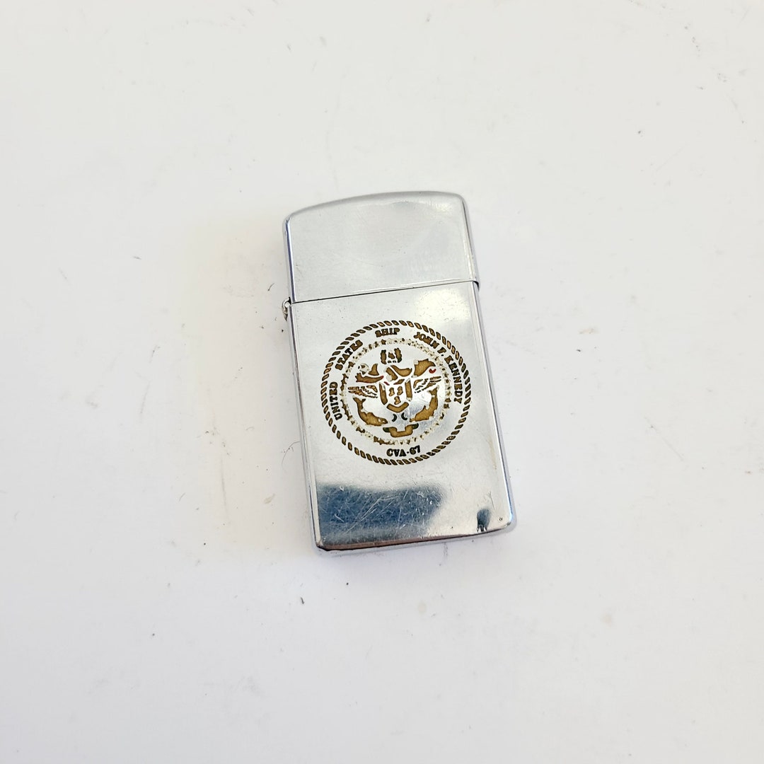 Vintage 1970 Zippo Slim Lighter: USS John F. Kennedy CVA-67 - Etsy