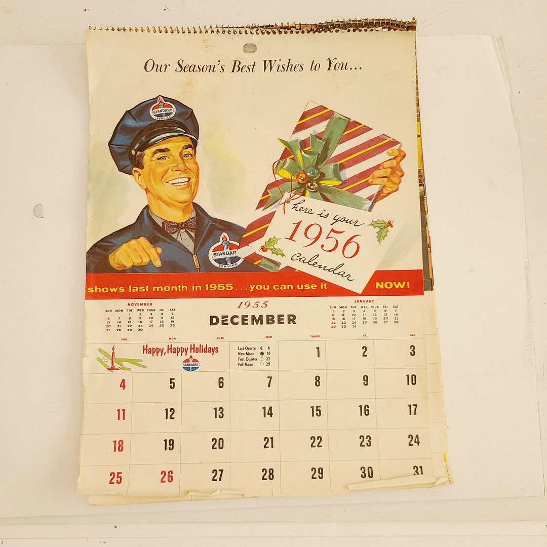 Vintage 1955/56 Advertising Calendar From Standard Oil Incomplete ...