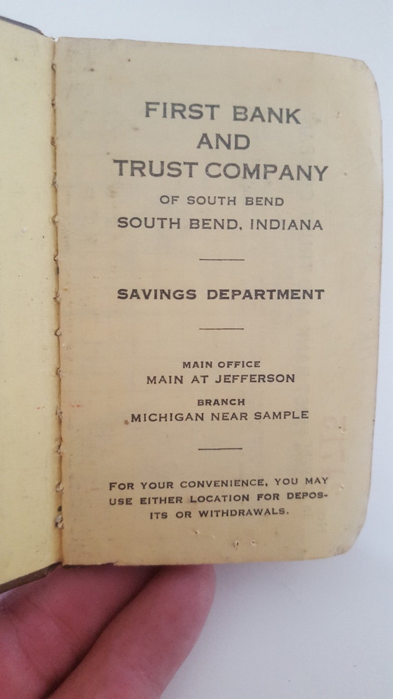 Vintage Mid 1940s Savings Passbook First Bank & Trust Co of | Etsy