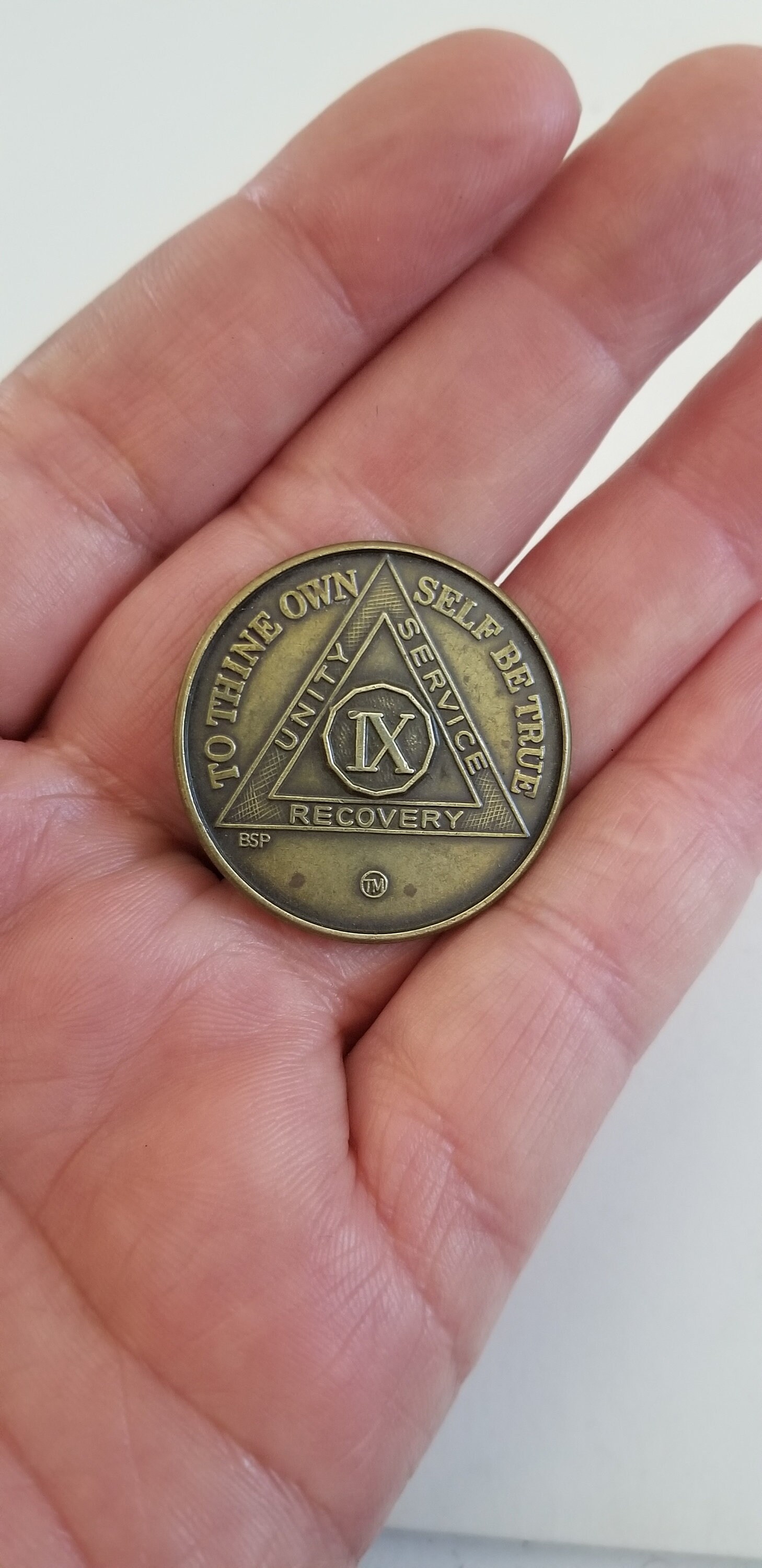 Vintage AA Sobriety Coin: 9 Year Serenity Prayer Medallion - Etsy